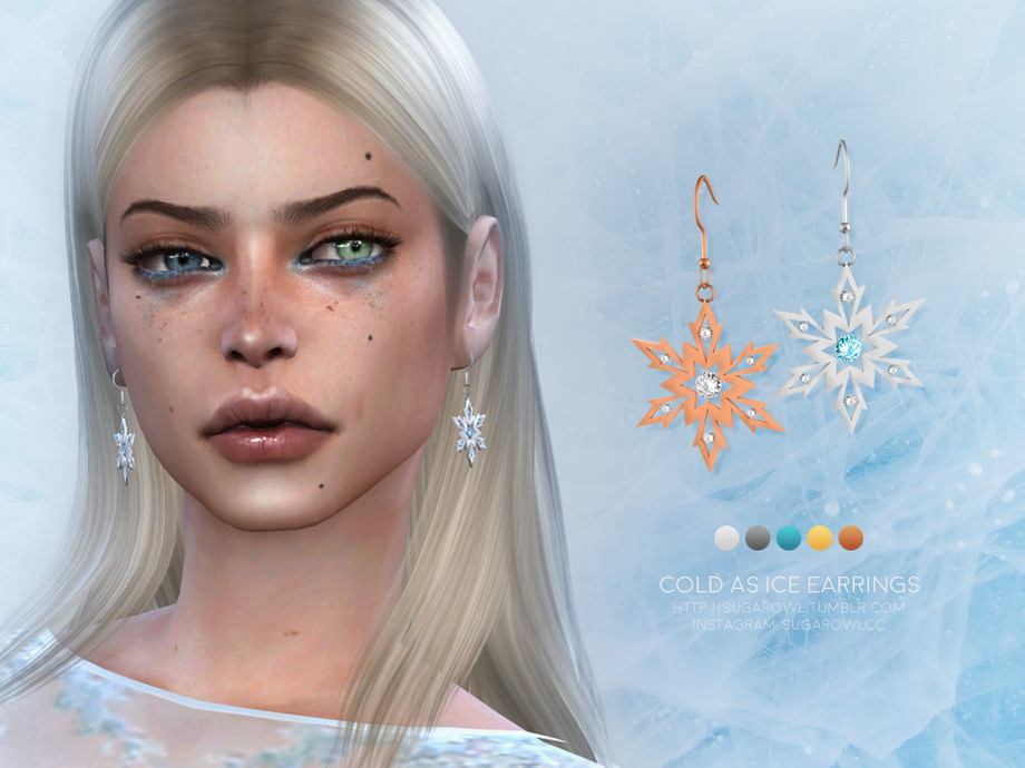 Cold As Ice earrings by sugar owl from TSR • Sims 4 Downloads