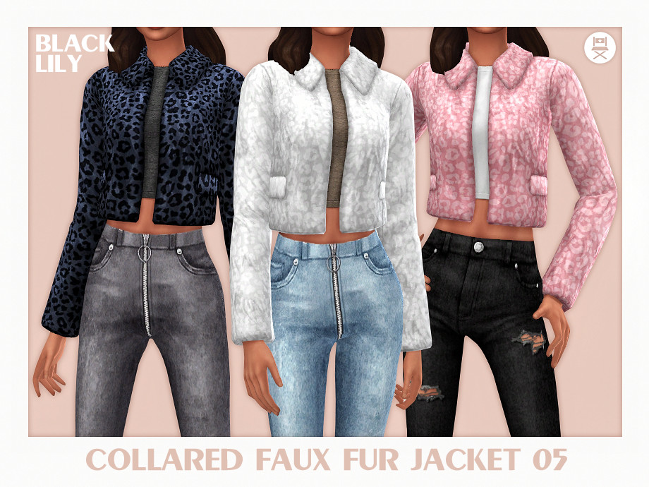 Collared Faux Fur Jacket 05 by Black Lily from TSR • Sims 4 Downloads