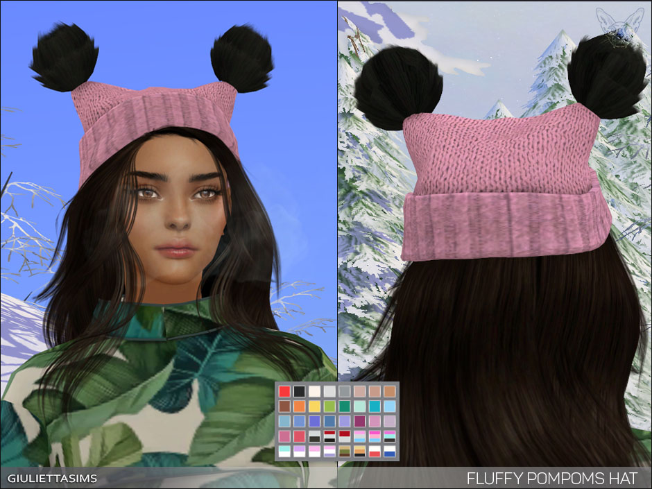 Fluffy Pompoms Hat from Giulietta Sims • Sims 4 Downloads