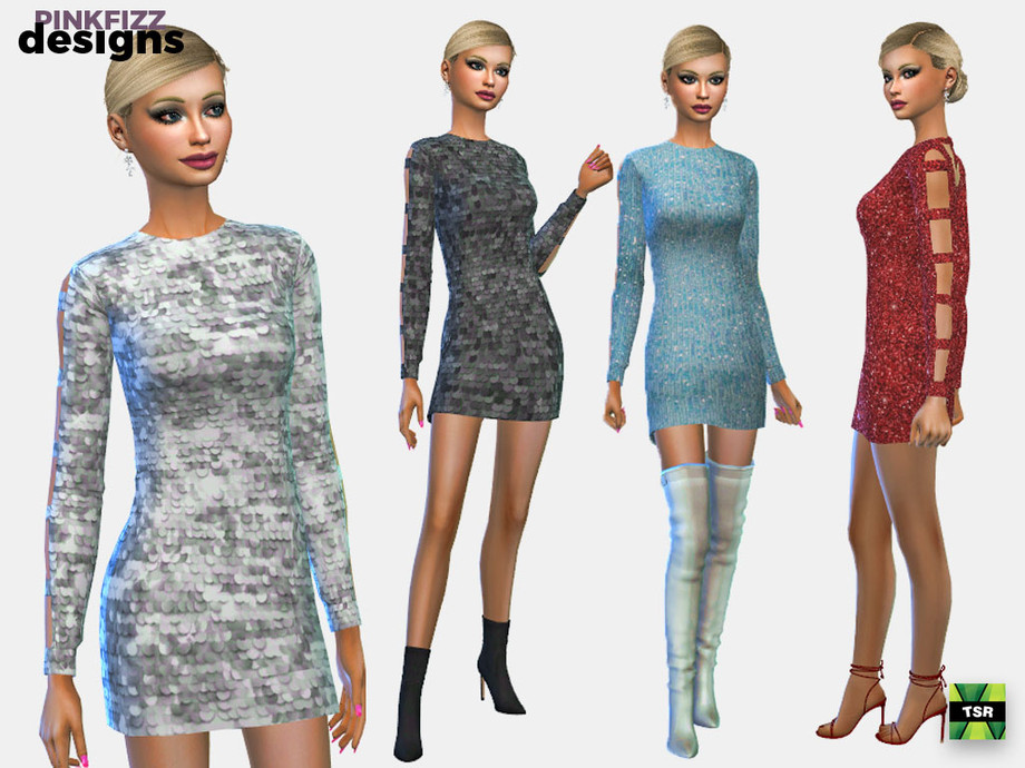 Glitter Party Dress by Pinkfizzzzz from TSR • Sims 4 Downloads