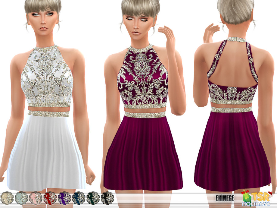 High Neck Two-Piece Dress by ekinege from TSR • Sims 4 Downloads