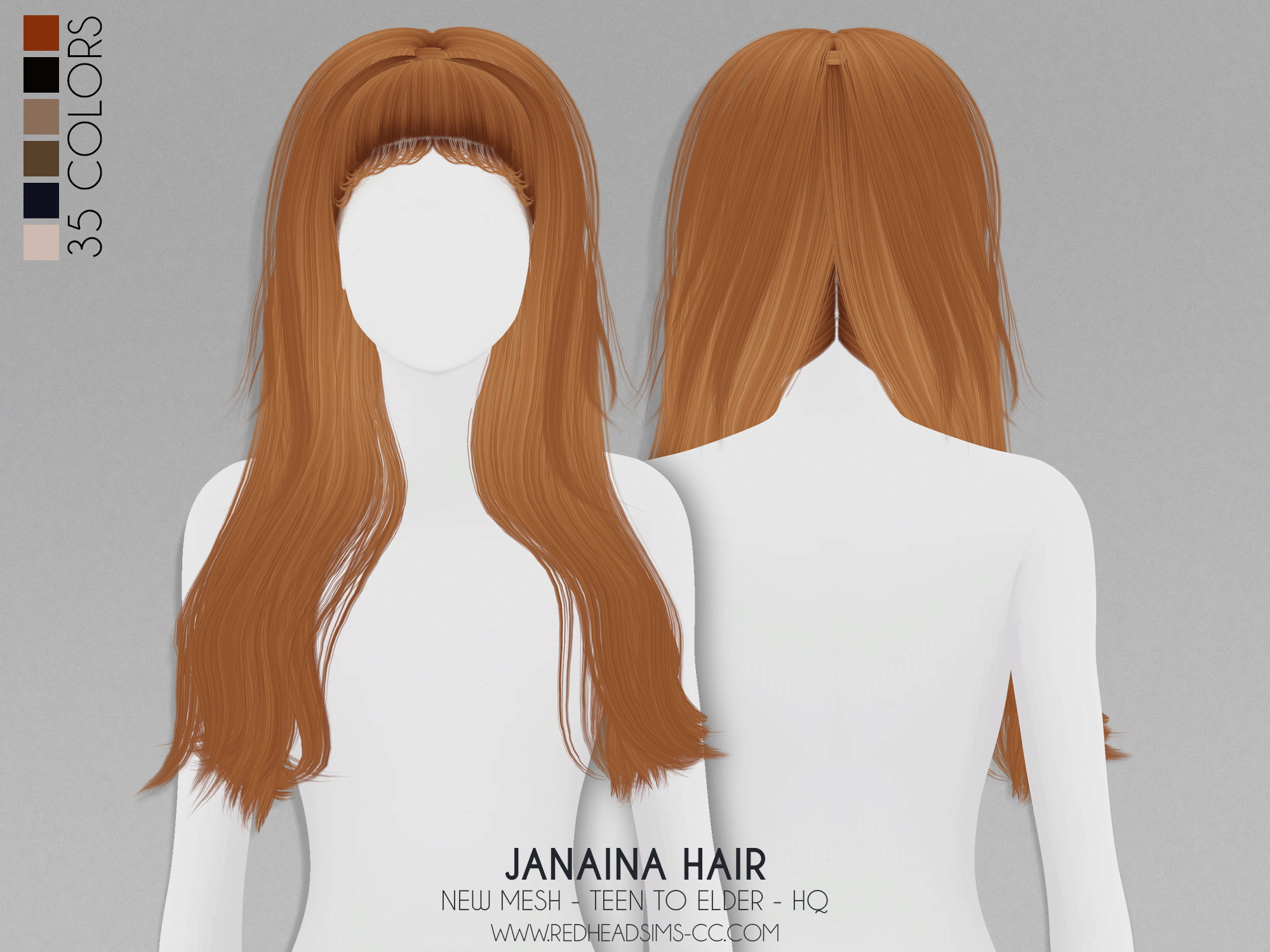 Janaina Hair from Red Head Sims • Sims 4 Downloads