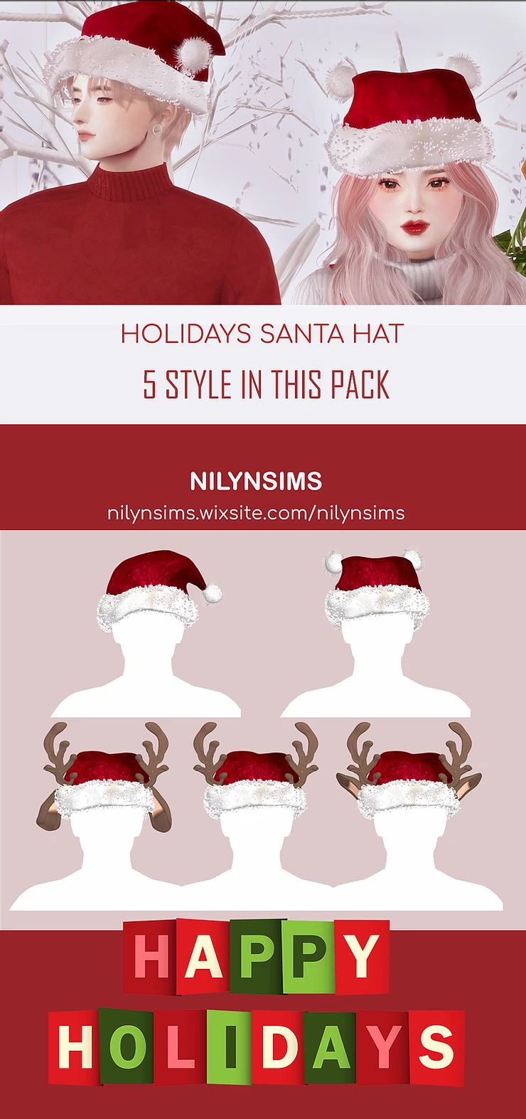 Holiday 5 Style Of Santa Hat from Nilyn Sims 4 • Sims 4 Downloads