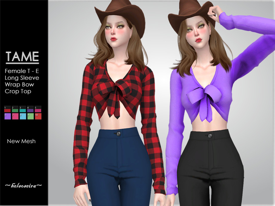 Tame Wrap Crop Top by Helsoseira from TSR • Sims 4 Downloads