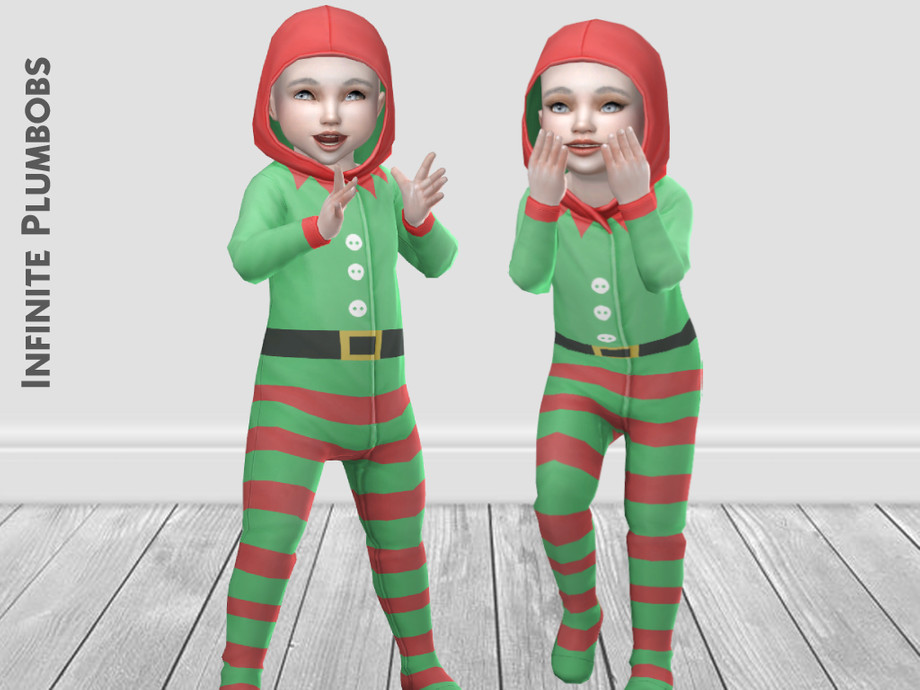 Toddler Christmas Elf Onesie by InfinitePlumbobs from TSR • Sims 4 ...