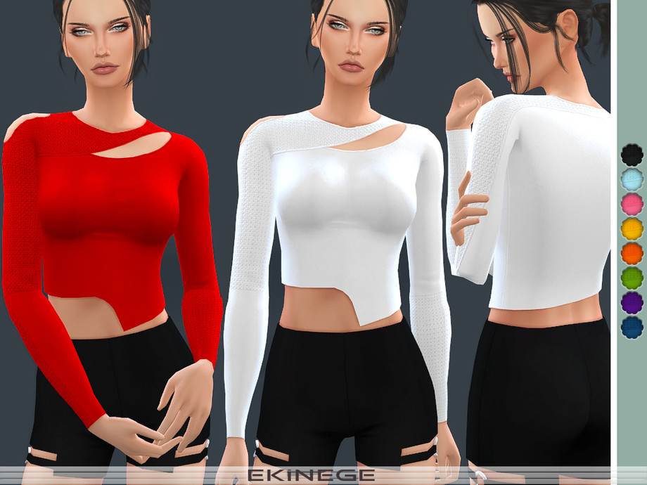 Asymmetric Cut Out Top by ekinege from TSR • Sims 4 Downloads