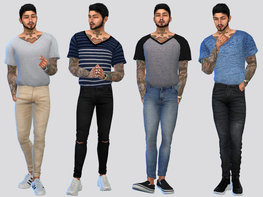 Basic V-neck Tees by McLayneSims from TSR • Sims 4 Downloads