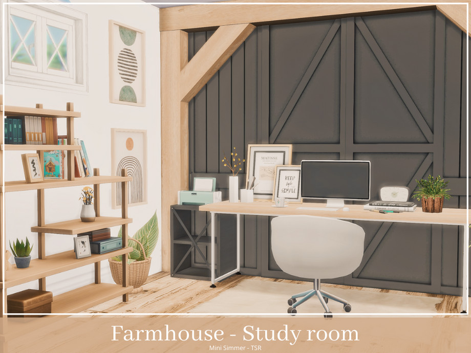 Farmhouse Study room by Mini Simmer from TSR • Sims 4 Downloads