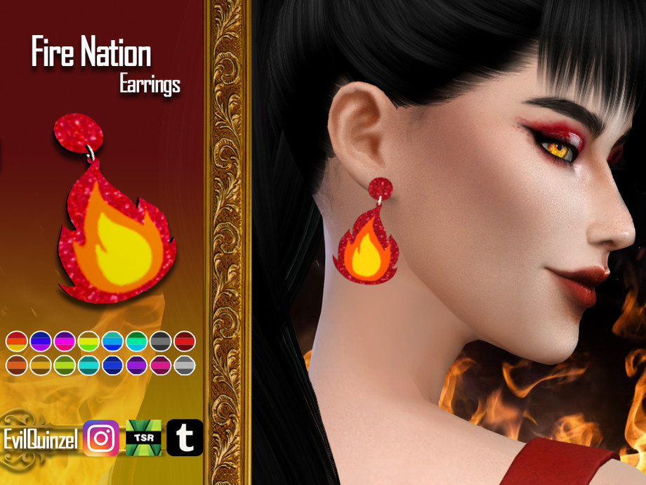 Fire Nation Earrings by EvilQuinzel from TSR • Sims 4 Downloads