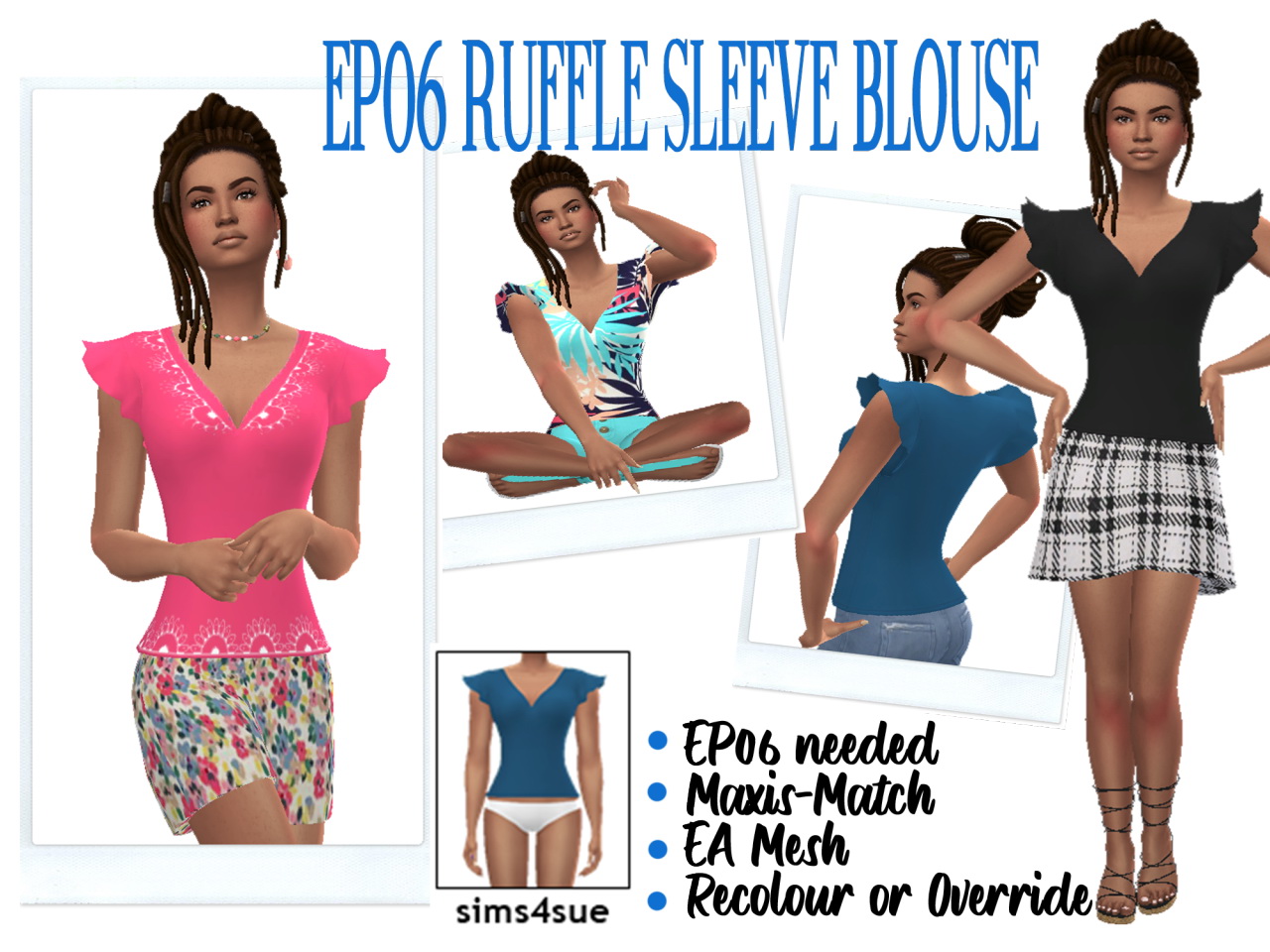 Ruffle Sleeve Blouse from Sims 4 Sue • Sims 4 Downloads
