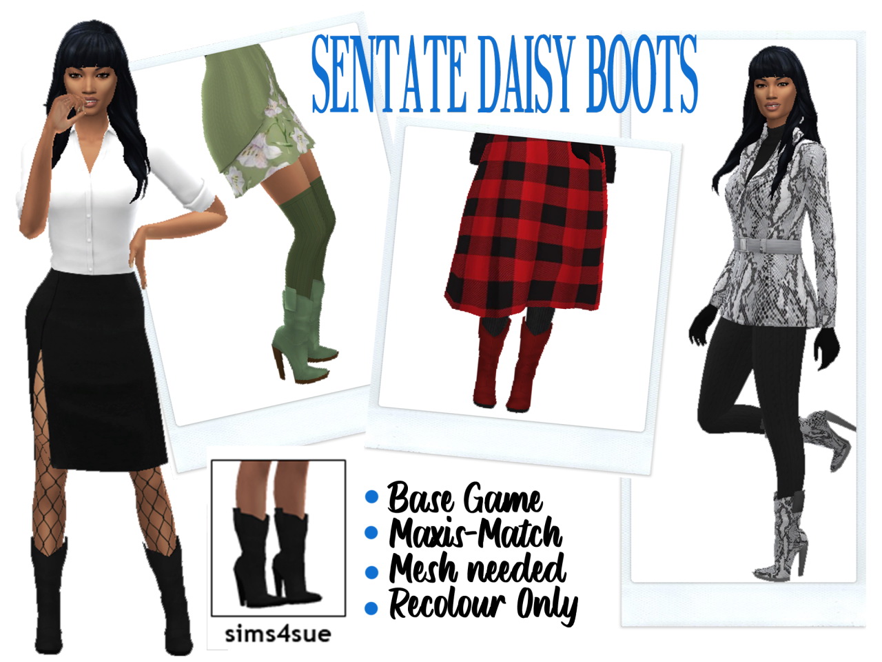 Sentate`s Daisy Boots from Sims 4 Sue • Sims 4 Downloads