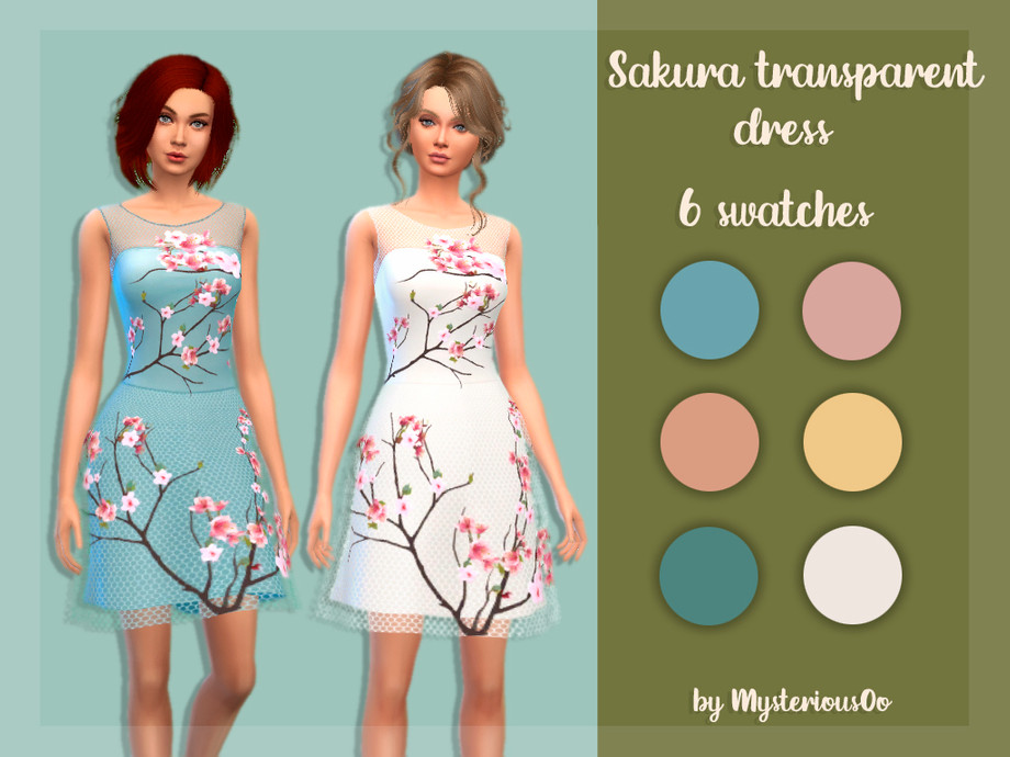 Sakura transparent dress by MysteriousOo from TSR • Sims 4 Downloads