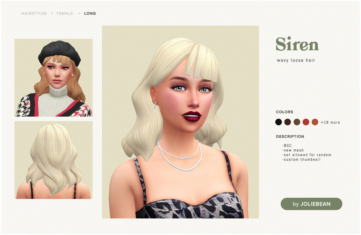 Siren Hair from Joliebean • Sims 4 Downloads