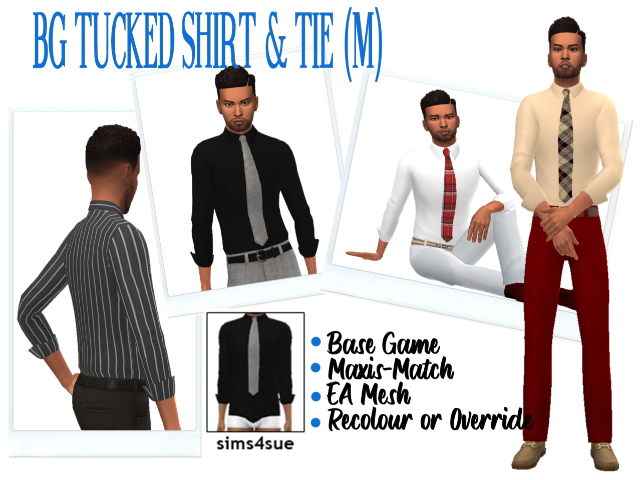 Tucked Shirt and Tie from Sims 4 Sue • Sims 4 Downloads
