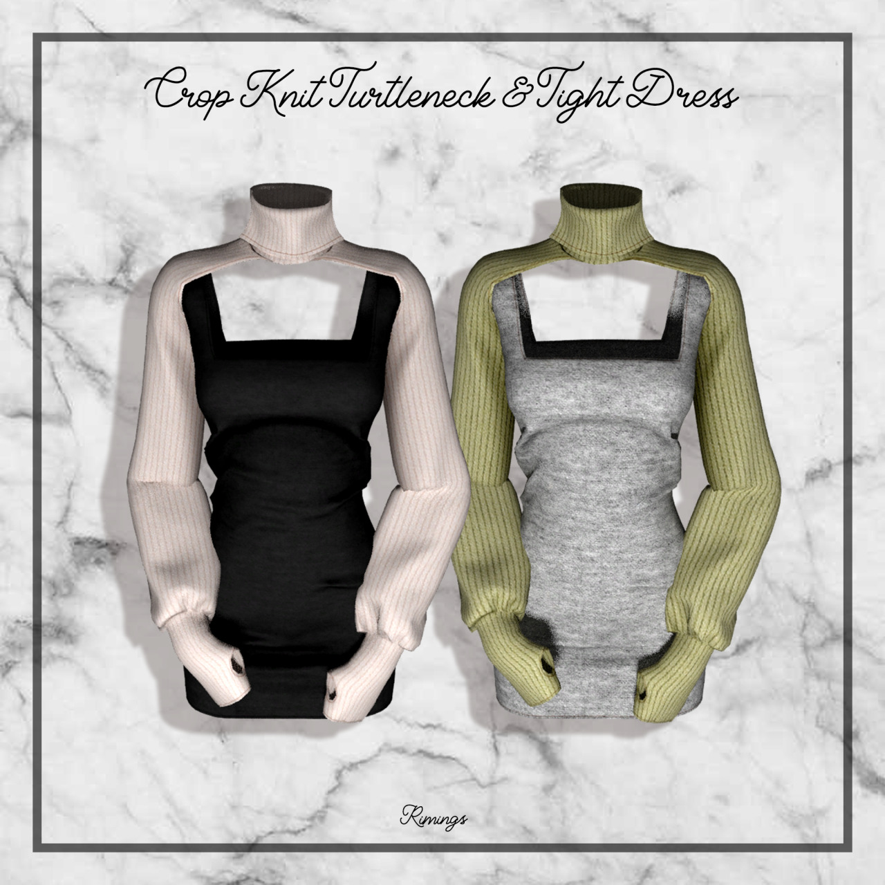 Crop Knit Turtleneck and Tight Dress from Rimings • Sims 4 Downloads