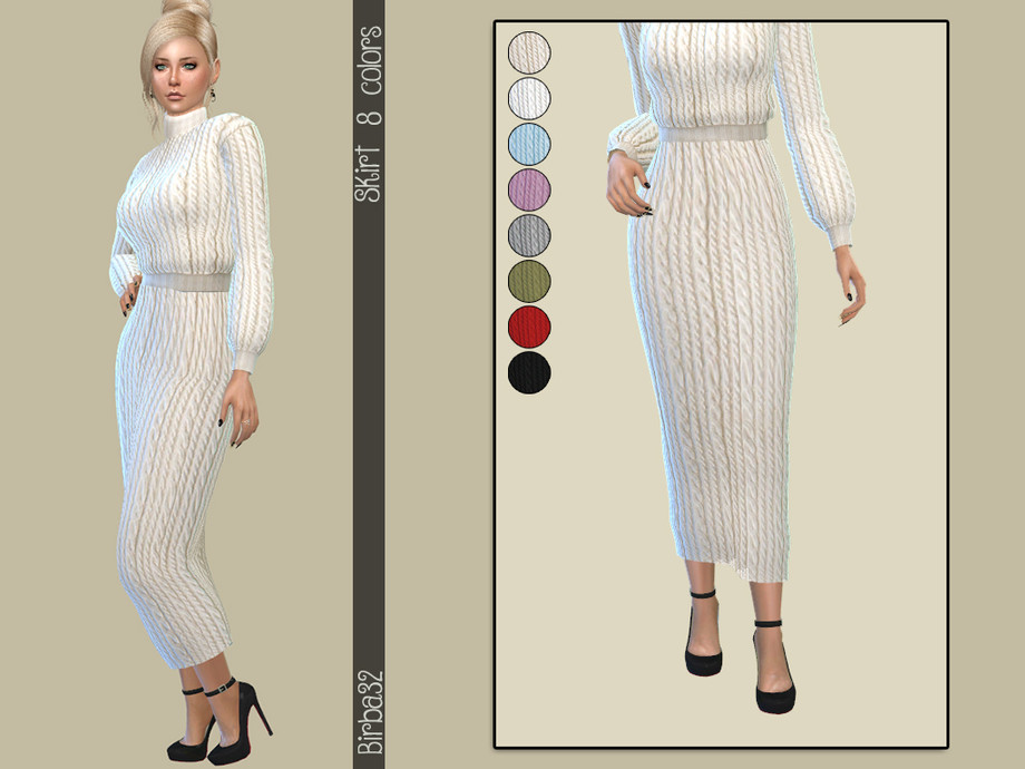 Wool long skirt by Birba32 from TSR • Sims 4 Downloads