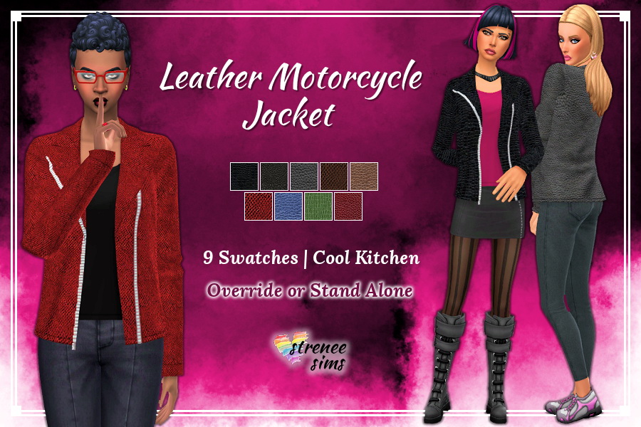 Leather Motorcycle Jacket from Strenee sims • Sims 4 Downloads