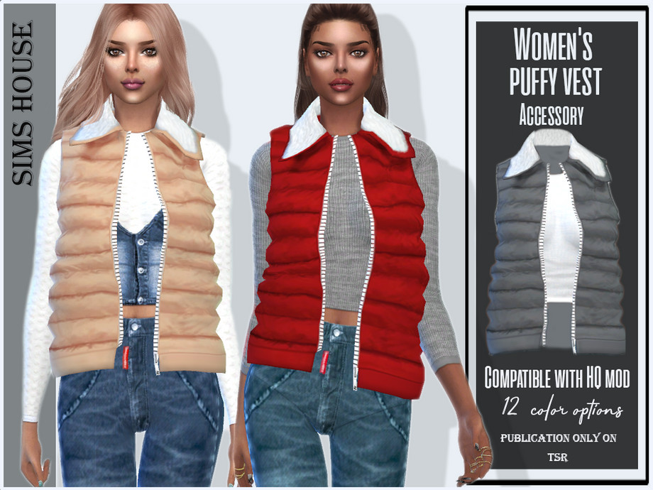 Puffy vest by Sims House from TSR • Sims 4 Downloads