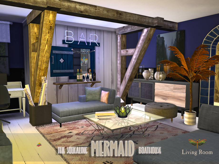 The Squealing Mermaid Boathouse Living by fredbrenny from TSR • Sims 4 ...