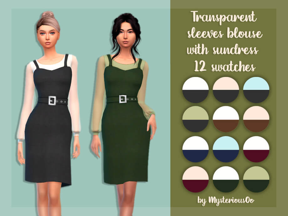 Transparent sleeves blouse with sundres by MysteriousOo from TSR • Sims ...