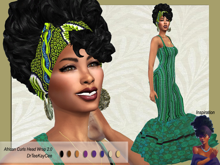 African Curls Head Wrap II Hair by drteekaycee from TSR • Sims 4 Downloads
