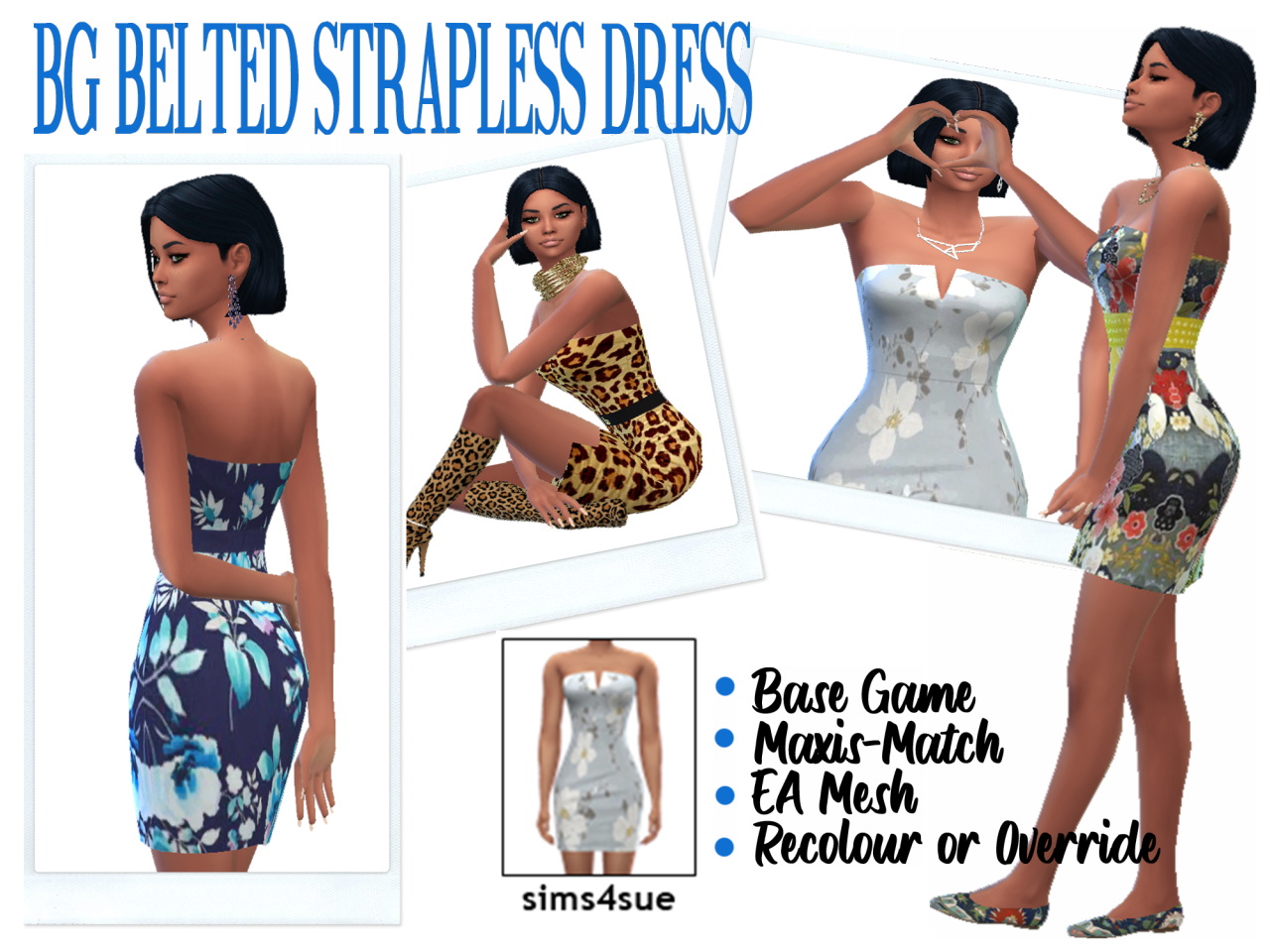 Belted Strapless Dress from Sims 4 Sue • Sims 4 Downloads