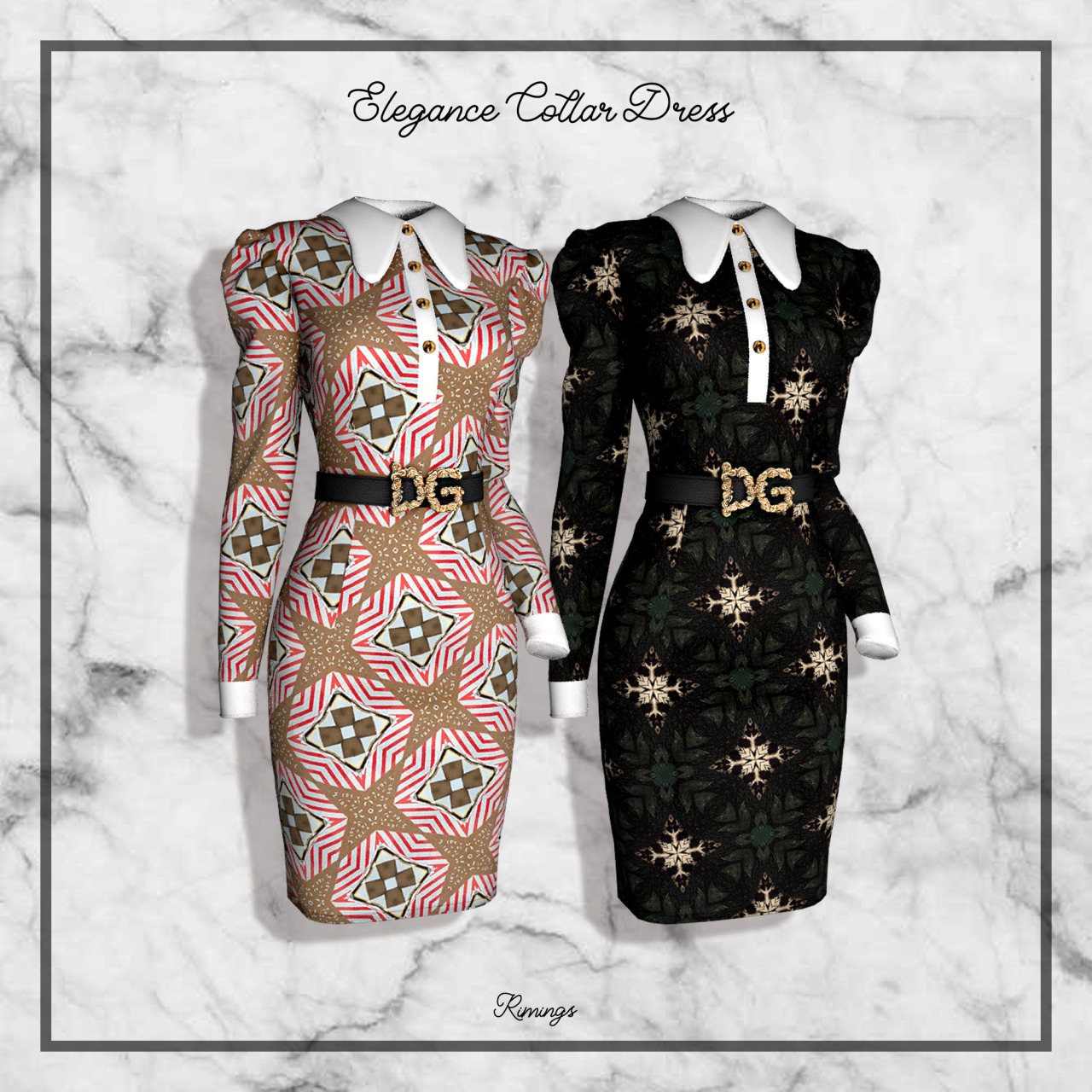 Elegance Collar Dress from Rimings • Sims 4 Downloads