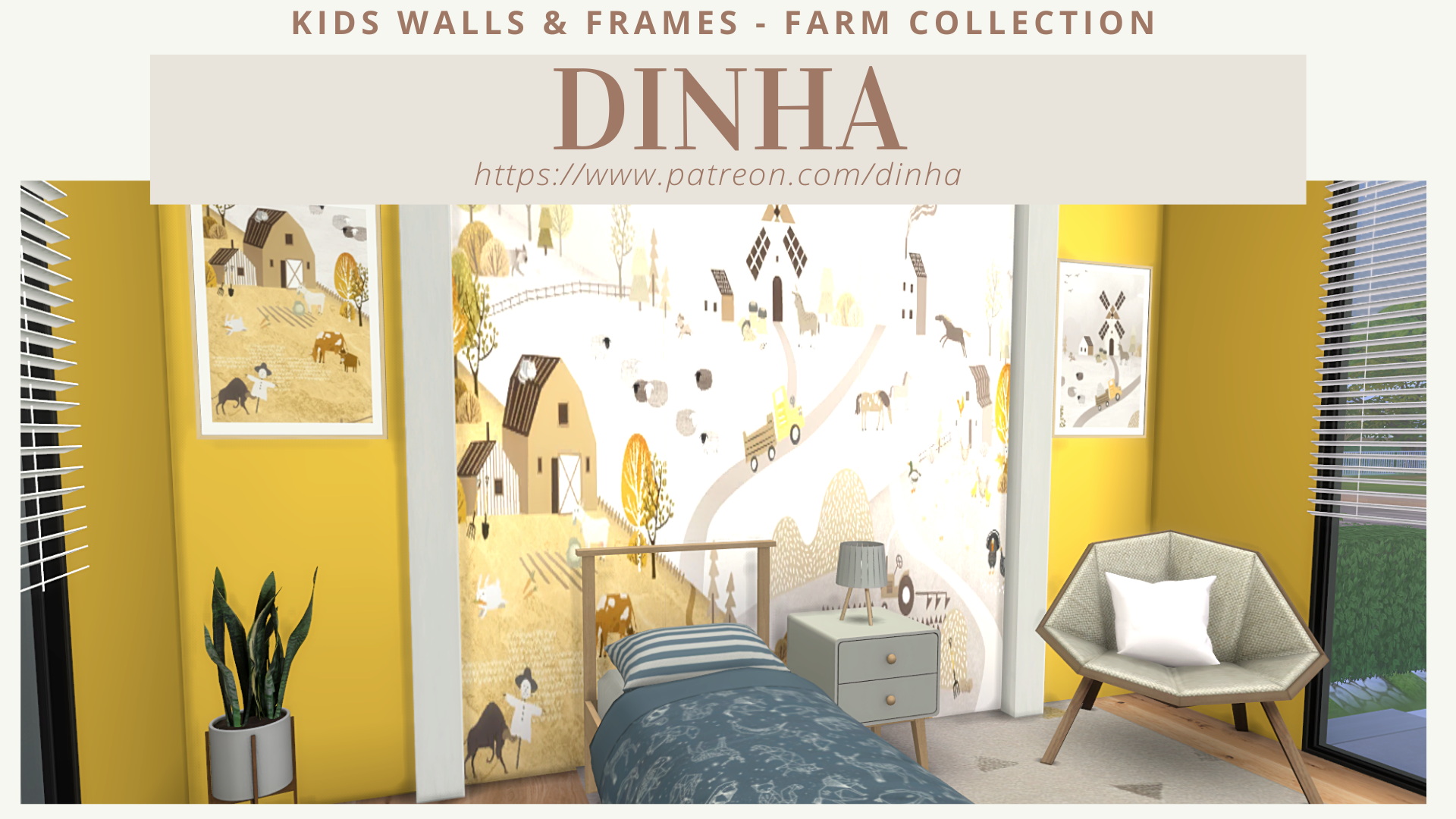 Kids Walls and Frames Farm Collection from Dinha Gamer • Sims 4 Downloads