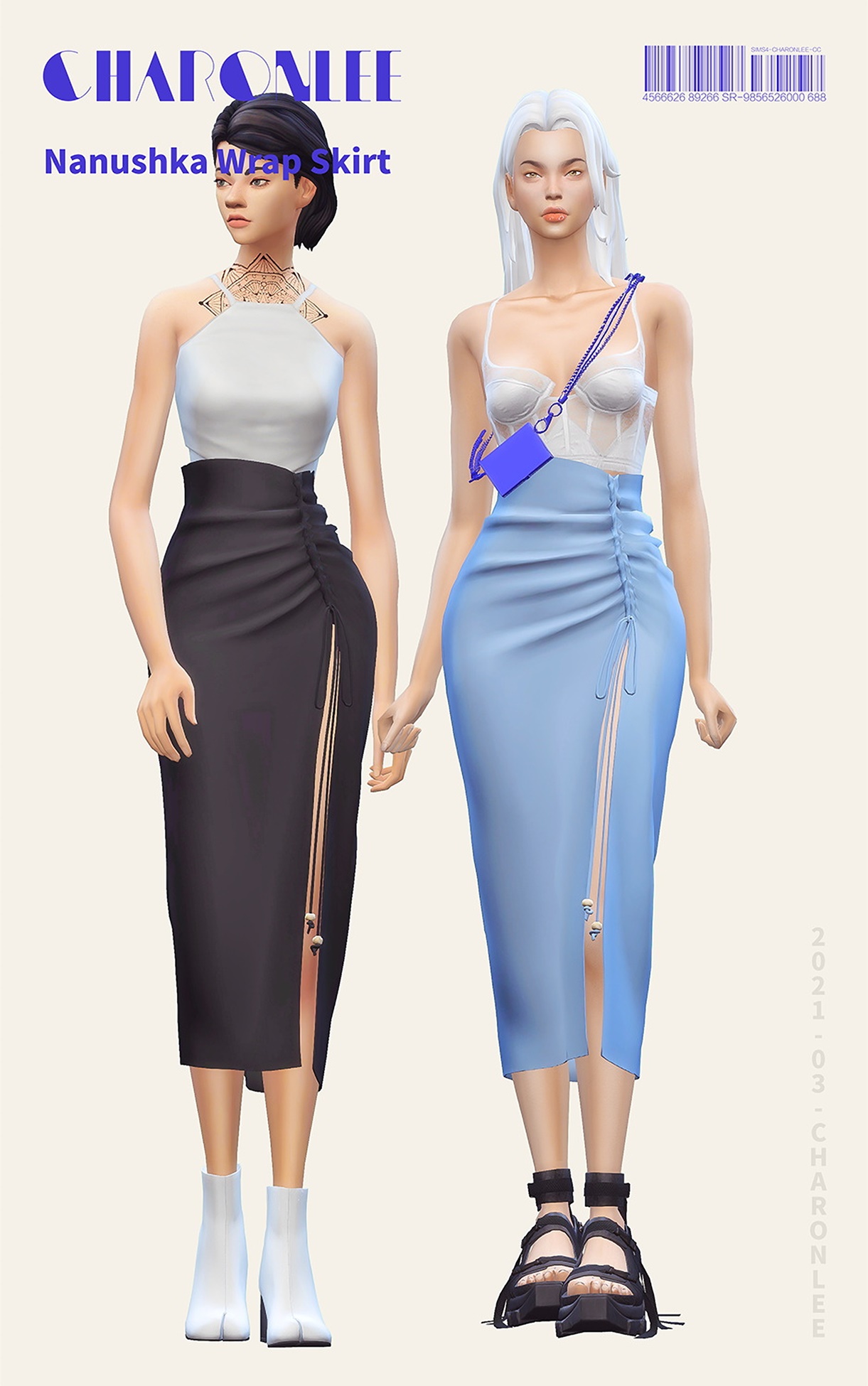 Nanushka Wrap Skirt from Charonlee • Sims 4 Downloads