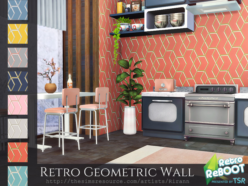 Retro Geometric Wall by Rirann from TSR • Sims 4 Downloads