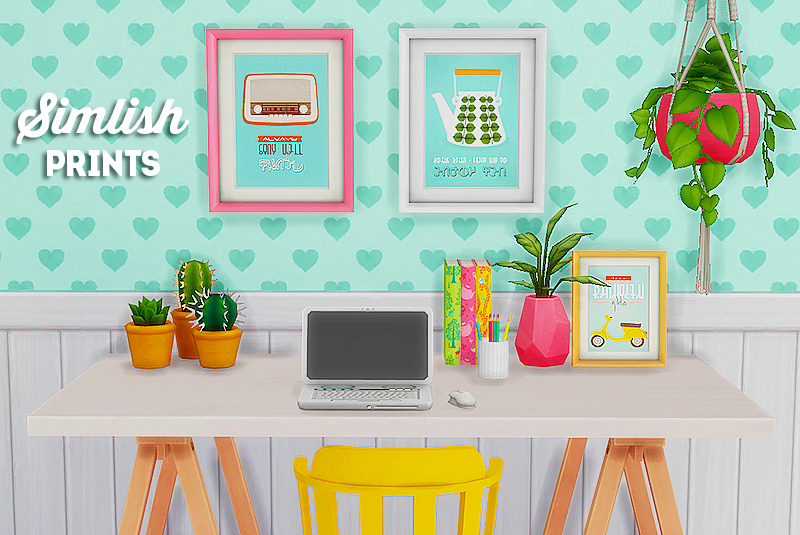 Simlish retro prints from LinaCherie • Sims 4 Downloads