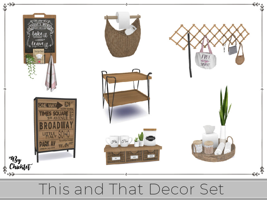 This and That Decor Set by Chicklet from TSR • Sims 4 Downloads