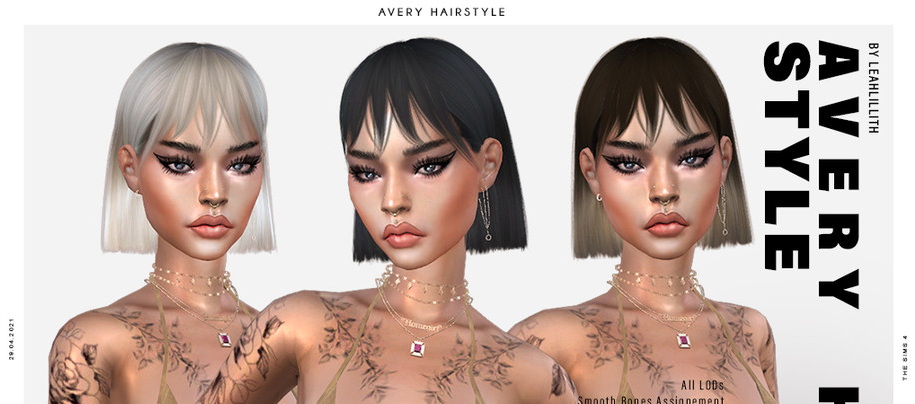 Avery Hair by LeahLillith from TSR • Sims 4 Downloads