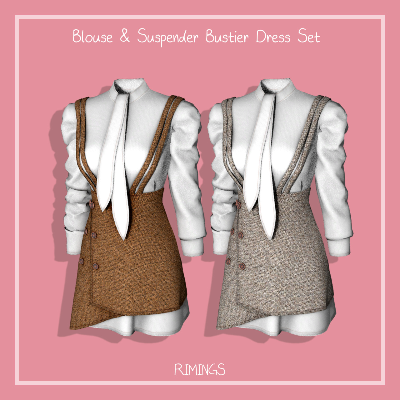 Blouse and Suspender Bustier Dress Set from Rimings • Sims 4 Downloads
