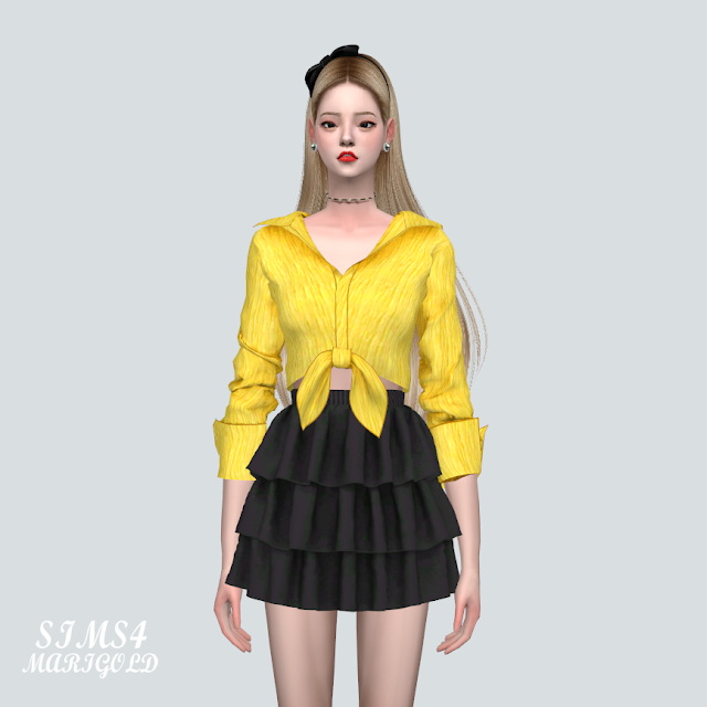 C 51 Ribbon Blouse V3 from SIMS4 Marigold • Sims 4 Downloads