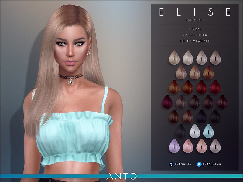Elise Hair by Anto from TSR • Sims 4 Downloads