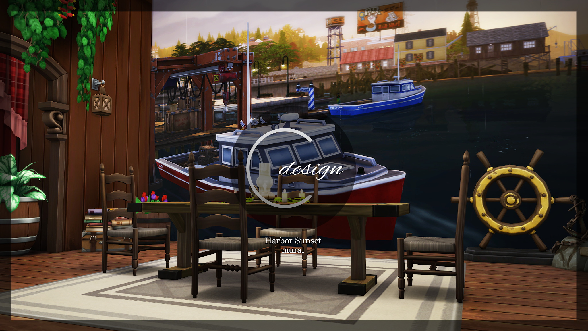 Harbor Sunset Mural from Cross Design • Sims 4 Downloads