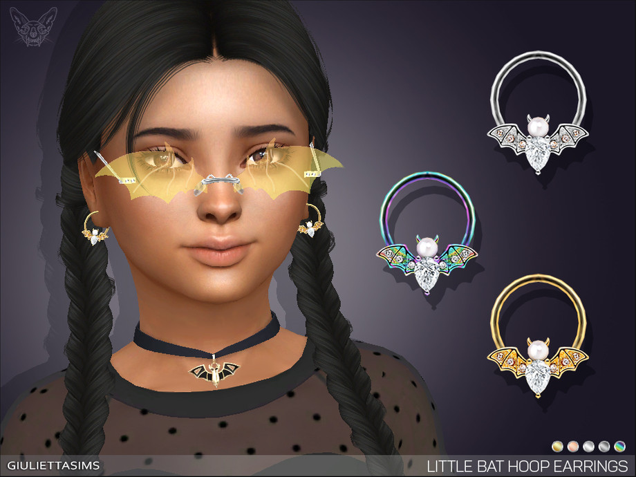 Little Bat Hoop Earrings KG by feyona from TSR • Sims 4 Downloads