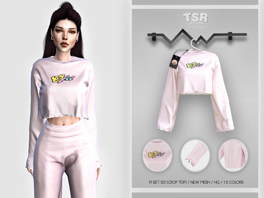Pajama Set 123 Top by busra-tr from TSR • Sims 4 Downloads