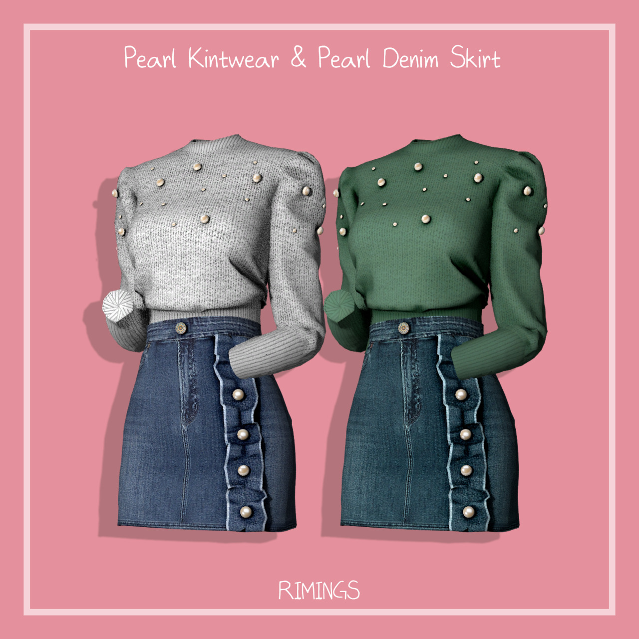 Pearl Kintwear and Pearl Denim Skirt from Rimings • Sims 4 Downloads