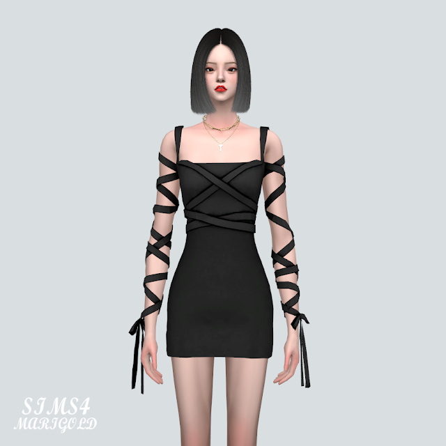 RB 5 Tied Mini Dress from SIMS4 Marigold • Sims 4 Downloads