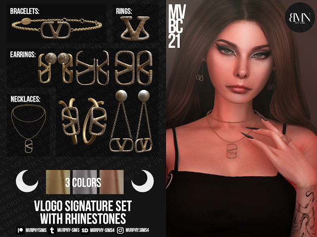 Signature Set with Rhinestones from Murphy • Sims 4 Downloads