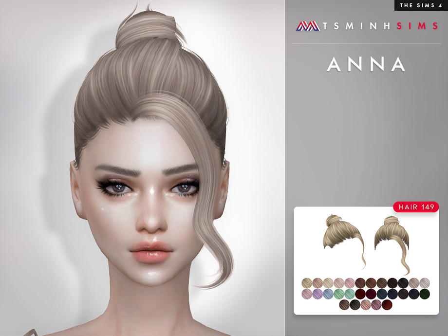 Anna Hair 149 by TsminhSims from TSR • Sims 4 Downloads