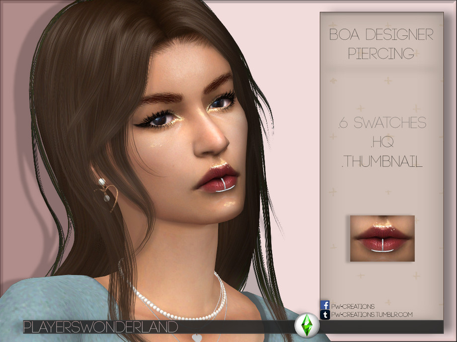 Boa Designer Lip Piercing by PlayersWonderland from TSR • Sims 4 Downloads