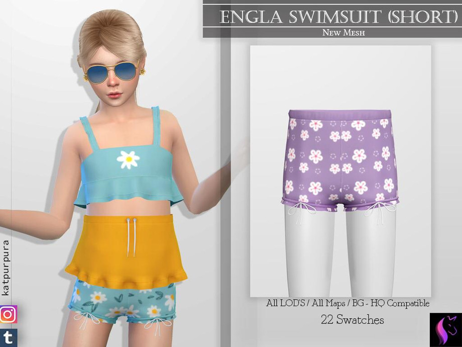 Engla Swimsuit Short by KaTPurpura from TSR • Sims 4 Downloads