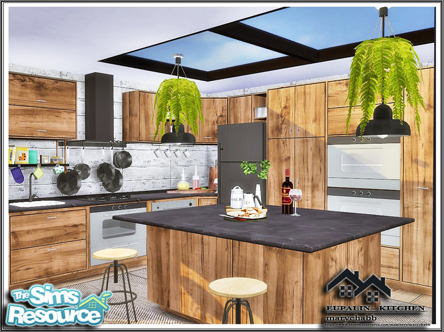 Dinha Gamer: Yellow Kitchen with Desk • Sims 4 Downloads