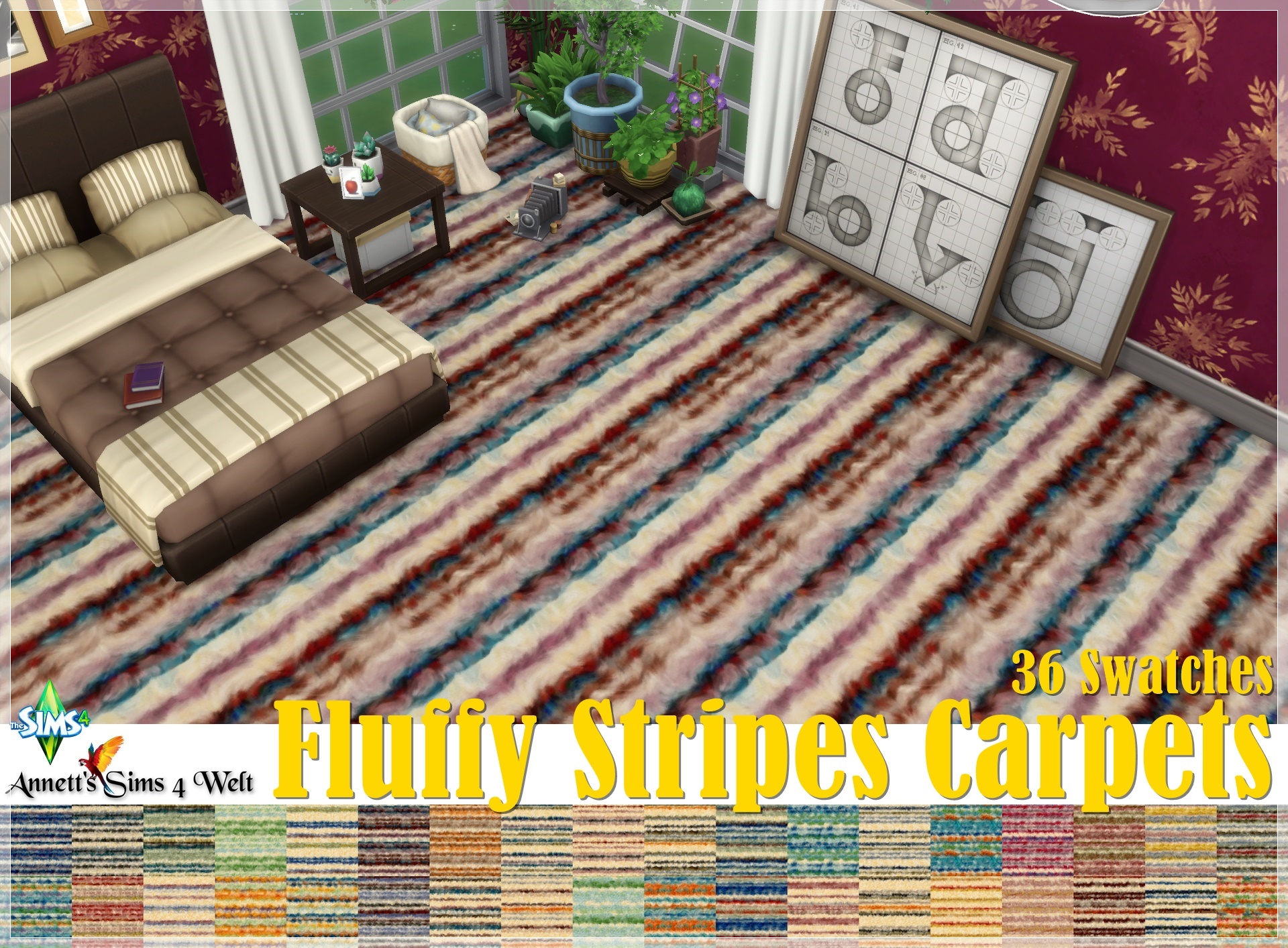 Fluffy Stripes Carpets from Annett`s Sims 4 Welt • Sims 4 Downloads
