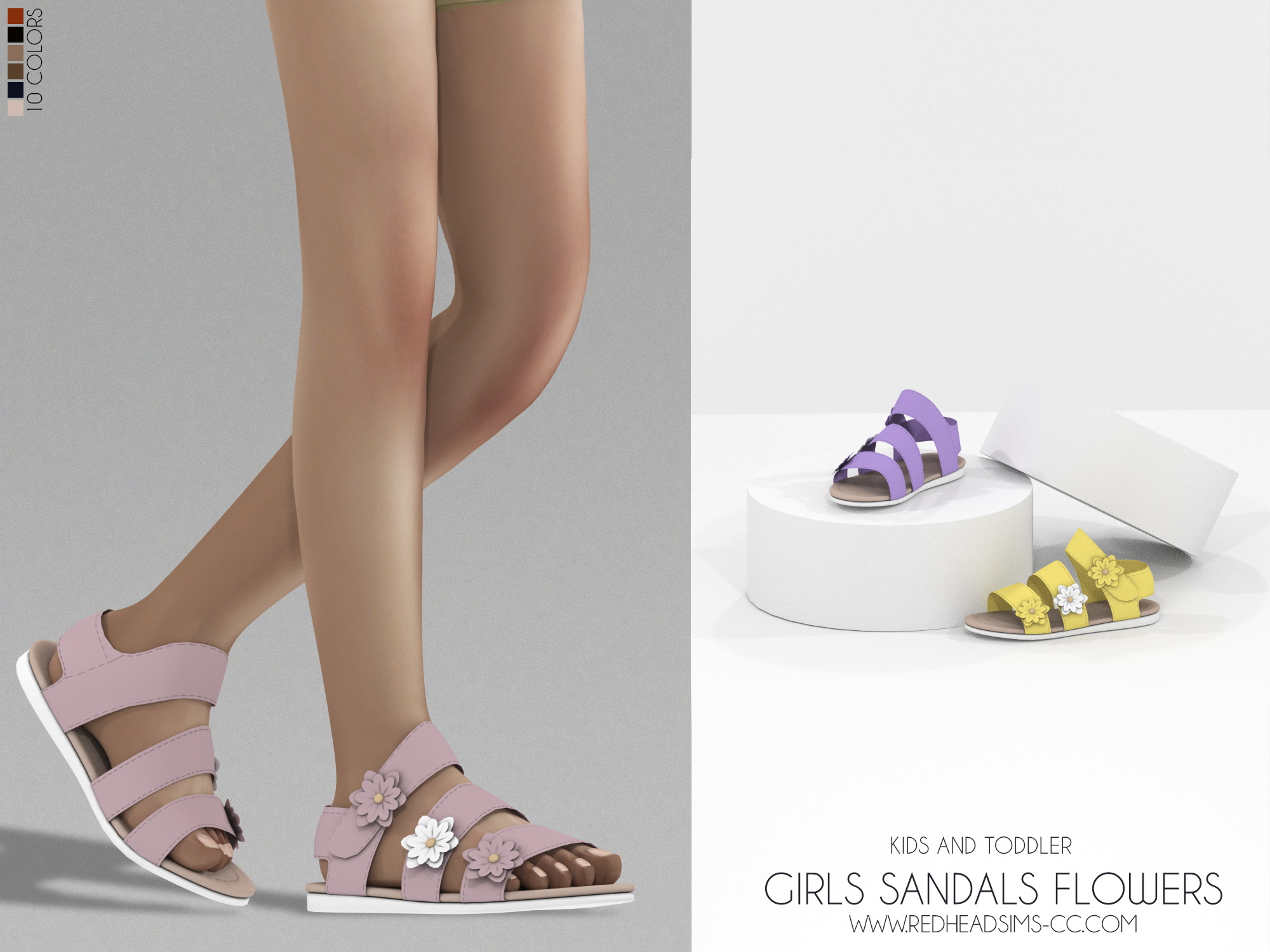 Girls Sandals Flower from Red Head Sims • Sims 4 Downloads