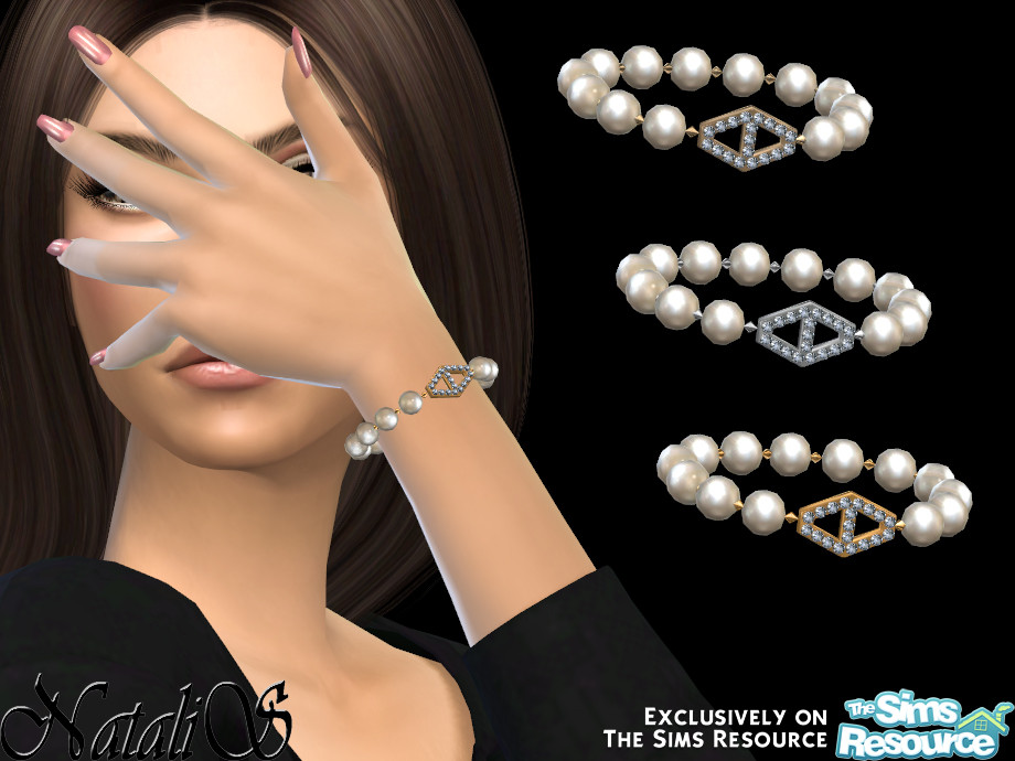 Diamond hexagon pearl bracelet by NataliS from TSR • Sims 4 Downloads