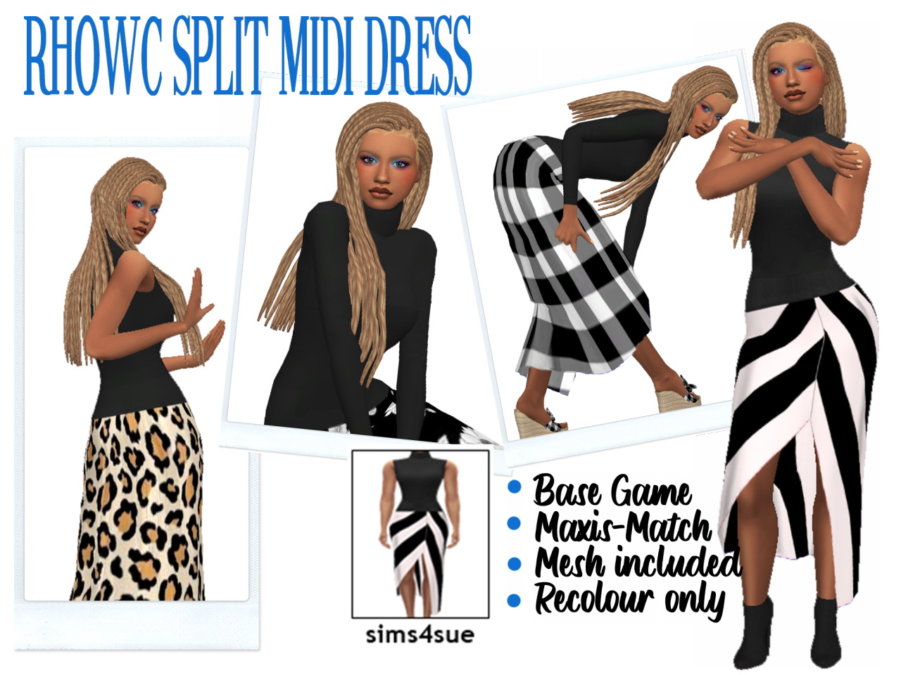 RHOWC’S Split Midi Dress from Sims 4 Sue • Sims 4 Downloads